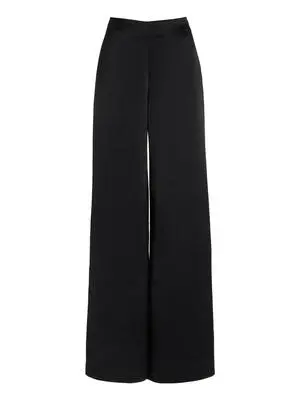 SEV Wide-leg Satin Full-length Trousers - Black
