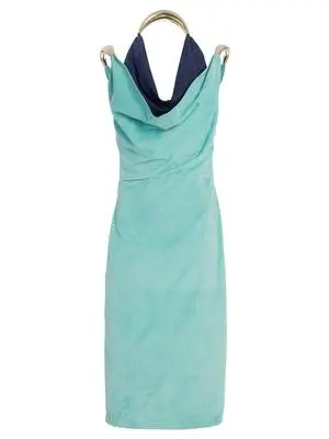 Bottega Veneta Suede Cowl Neck Dress - Navy