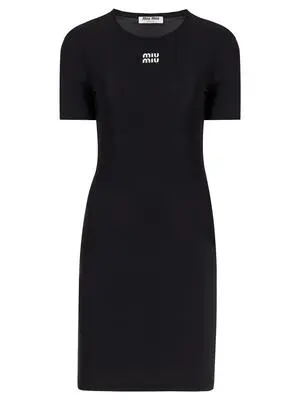 Miu Miu Knit Jersey Mini Dress - Black