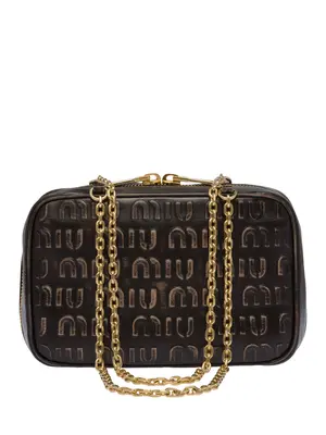 Miu Miu Miu Miu Embossed Leather Top Handle Bag Brown