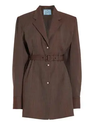 Prada Single-breasted Pinstriped Wool Jacket - Grey