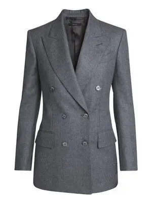 TOM FORD TOM FORD Compact Virgin Wool Double-Breasted Jacket Grey Melan