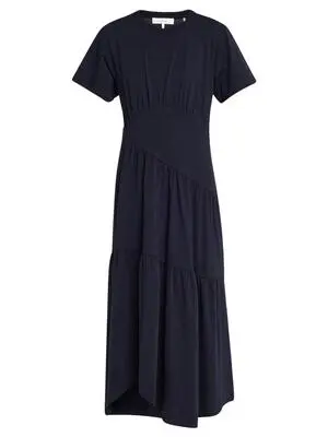 FRAME FRAME Short-Sleeve Gathered Maxi Dress Navy