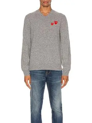 Play Comme Des Garcon Multi Heart Pullover Sweater - Grey
