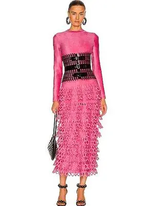 Alaïa Long Velvet Dress - Candy