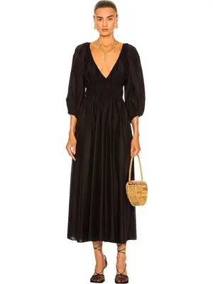 Matteau Matteau Shirred Plunge Maxi Dress Black