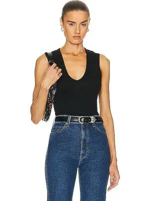 Enza Costa Supima Cotton Essential Sleeveless U Tank Top - Black