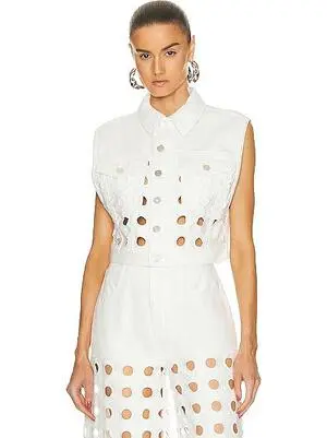 Alaïa Cutout Denim Vest - Blanc