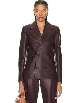 Bottega Veneta Leather Double-breasted Jacket - Jam