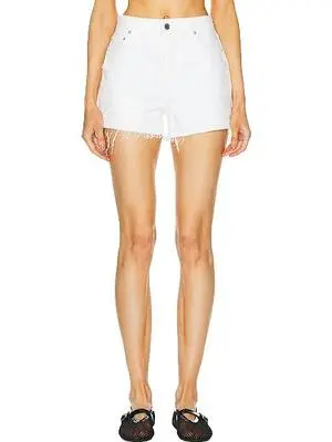 GRLFRND Eliana High Rise Cut Off Shorts - White Rip