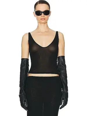 HELSA Sheer Knit Tank Top - Black
