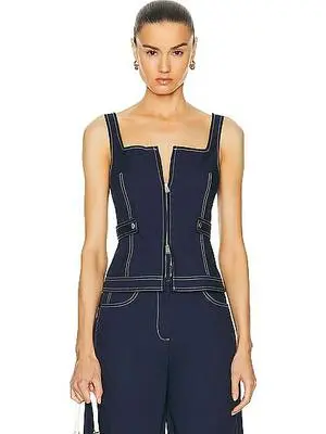 Simkhai Dolce Zip Up Top - Midnight