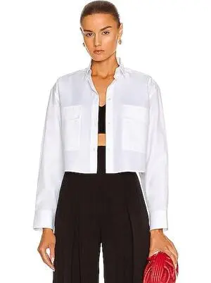 Alaïa Cotton Poplin Long Sleeve Top - Blanc