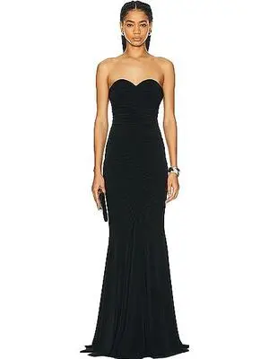 Norma Kamali Norma Kamali Strapless Shirred Fishtail Gown Black
