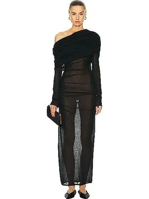 Saint Laurent One Shoulder Gown - Noir