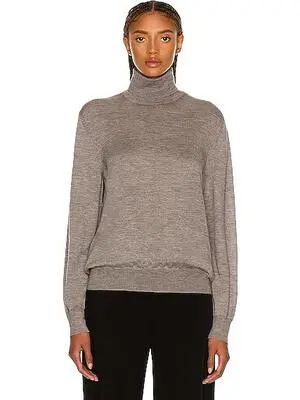 THE ROW The Row Lambeth Cashmere Turtleneck Sweater Medium Grey