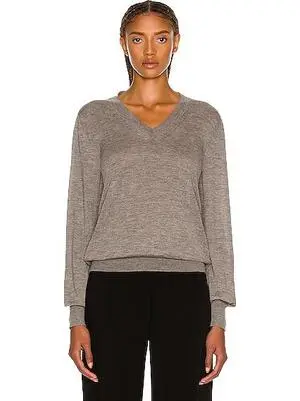 THE ROW Stockwell Cashmere V-neck Sweater - Medium Grey
