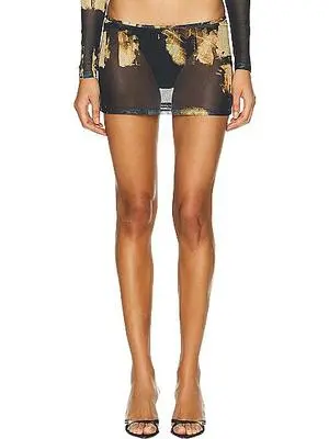 Miaou Miaou Elektra Printed Mini Skirt Treading Brown