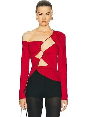 SID NEIGUM Inverse Tension Cutout Top - Red