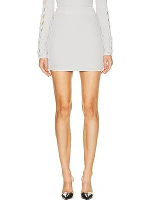 Alaïa Ribbed Knit Mini Skirt - Gris Perle