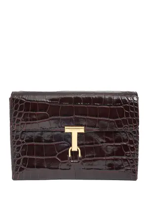 TOM FORD TOM FORD Monarch Embossed Shoulder Bag Espresso