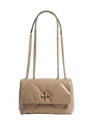 Tory Burch Leather Kira Shoulder Bag Beige