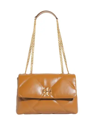 Tory Burch Leather Kira Shoulder Bag Brown