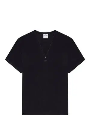 COURREGES 90's V-neck Ribbed T-shirt - Black