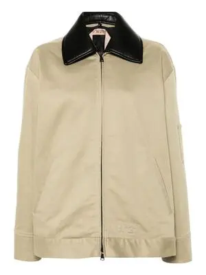 N°21 Embossed-logo Cotton Jacket - Neutrals