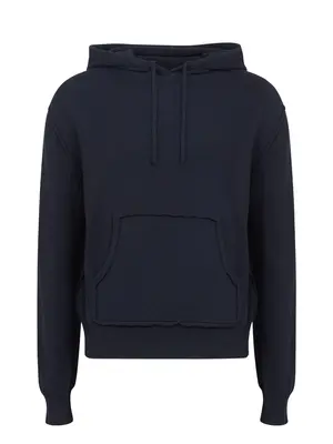 MAISON MARGIELA Knitted Hoodie With Pouch Pocket - Blue
