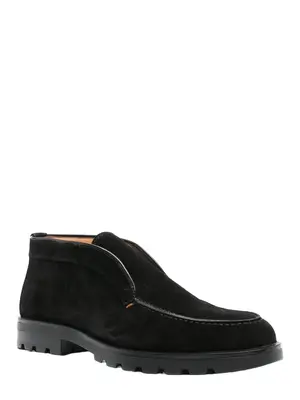 Santoni Slip-on Suede Boots - Black