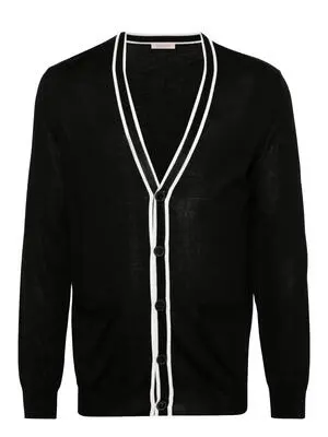 Valentino Garavani Contrasting-trim Virgin Wool Cardigan - Black