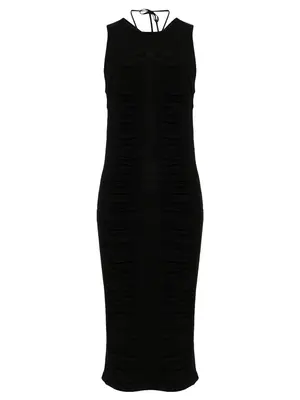 ANDREĀDAMO Xray Ribbed-knit Midi Dress - Black