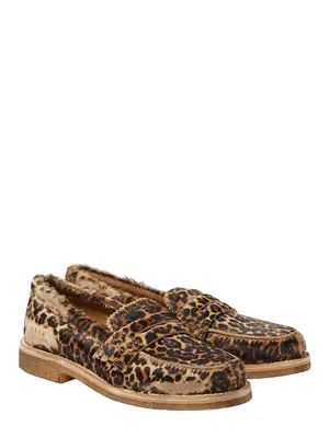 GOLDEN GOOSE Jerry Calf Hair Penny Loafers - Yellow