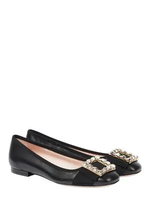 ROGER VIVIER Roger Vivier Tres Vivier Embellished Ballet Flats Black
