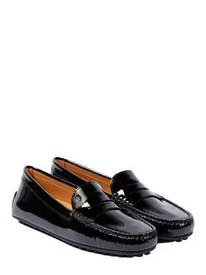 TOD'S City Gommino Patent Leather Moccasins - Black