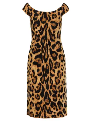 OSCAR DE LA RENTA Oscar De La Renta Leopard-Print Midi Dress