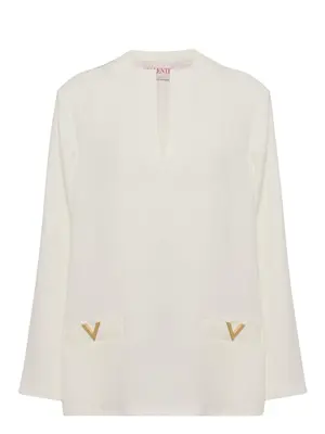Valentino Garavani Vgold Silk Top - White
