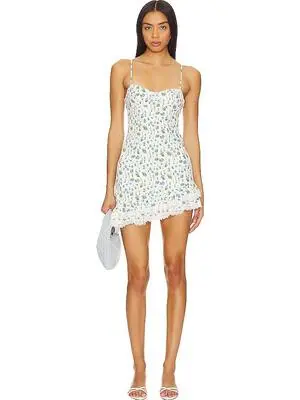MORE TO COME Olivia Mini Dress With Lace Trim Blue