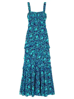 Saloni Chandra Floral-print Silk Maxi Dress - Midnight Blue