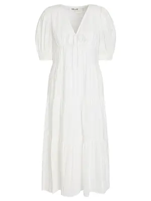Diane Von Furstenberg Carice Tiered Cotton-jacquard Midi Dress - Ivory