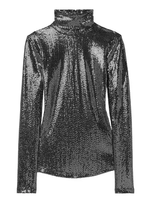 Isabel Marant Joyela Sequined Turtleneck Top - Black