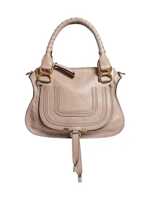 Chloé Chloé Marcie Small Leather Satchel Deep Beige