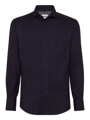 Brunello Cucinelli Cotton-lyocell Blend Shirt - Blue