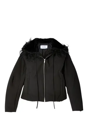 FERRAGAMO Padded Jacket With Faux-fur Detail - Black