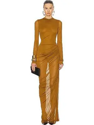 Saint Laurent Saint Laurent Voile Jersey Gown Cumin