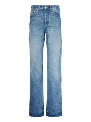 Jacquemus Faded-wash Straight-leg Mid-rise Jeans - Blue/tabac