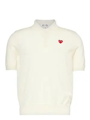 Play Comme Des Garcon Logo-patch Short-sleeve Wool Polo Shirt - Off White