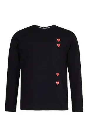 Play Comme Des Garcon Vertical Heart-print Cotton-jersey T-shirt - Black