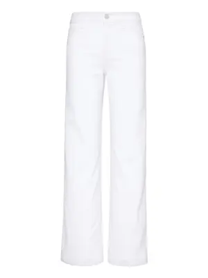 FRAME Le Slim Palazzo Wide-leg High-rise Stretch-cotton Jeans - White